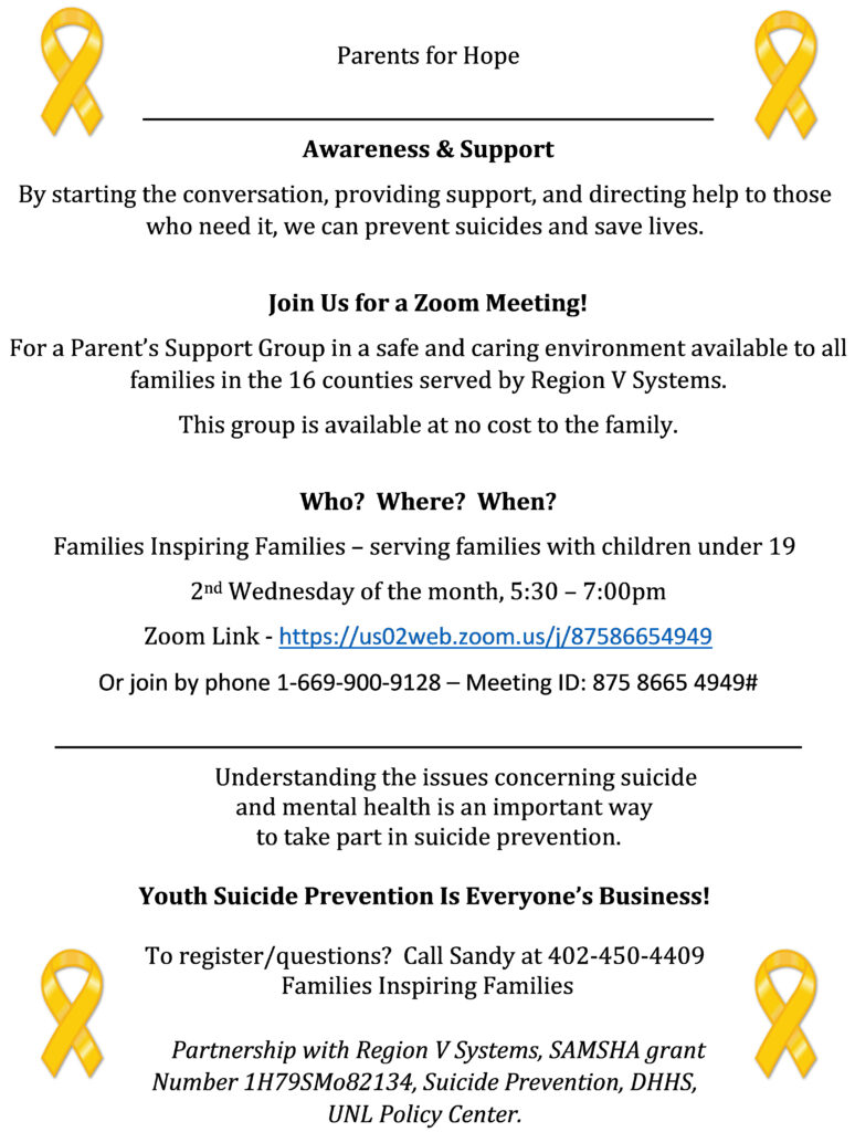 Resources for Parents | Nebraska Youth Suicide Prevention